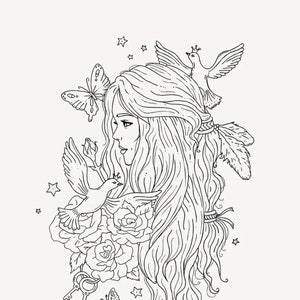 Woman Flower Line Art - Etsy