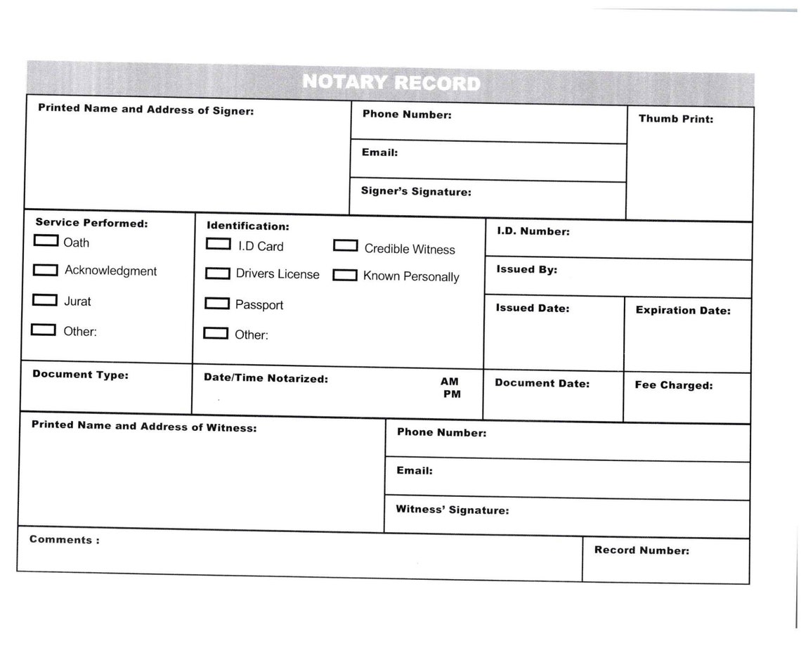 Notary Public Log Book for Notaries and Signing Agents - Etsy