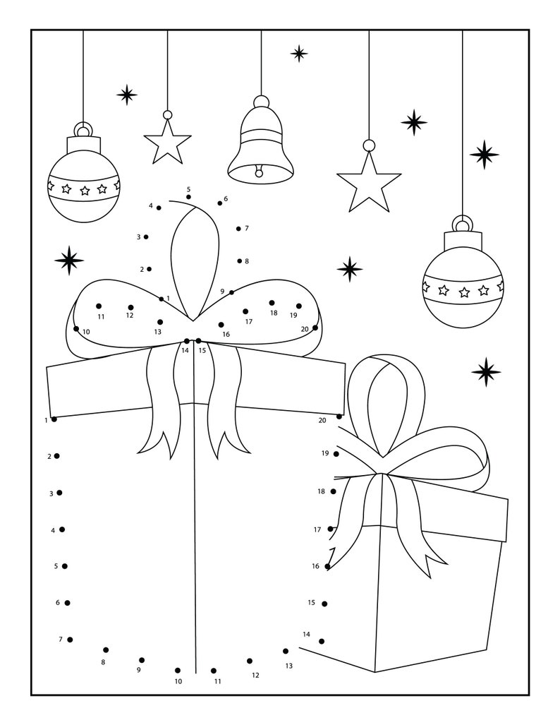 Christmas Dot-dot Coloring Worksheets - Etsy