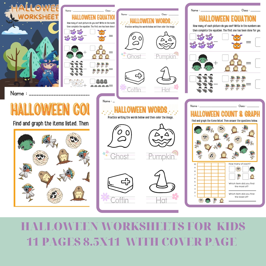 Halloween Fun Worksheets for Kids - Etsy