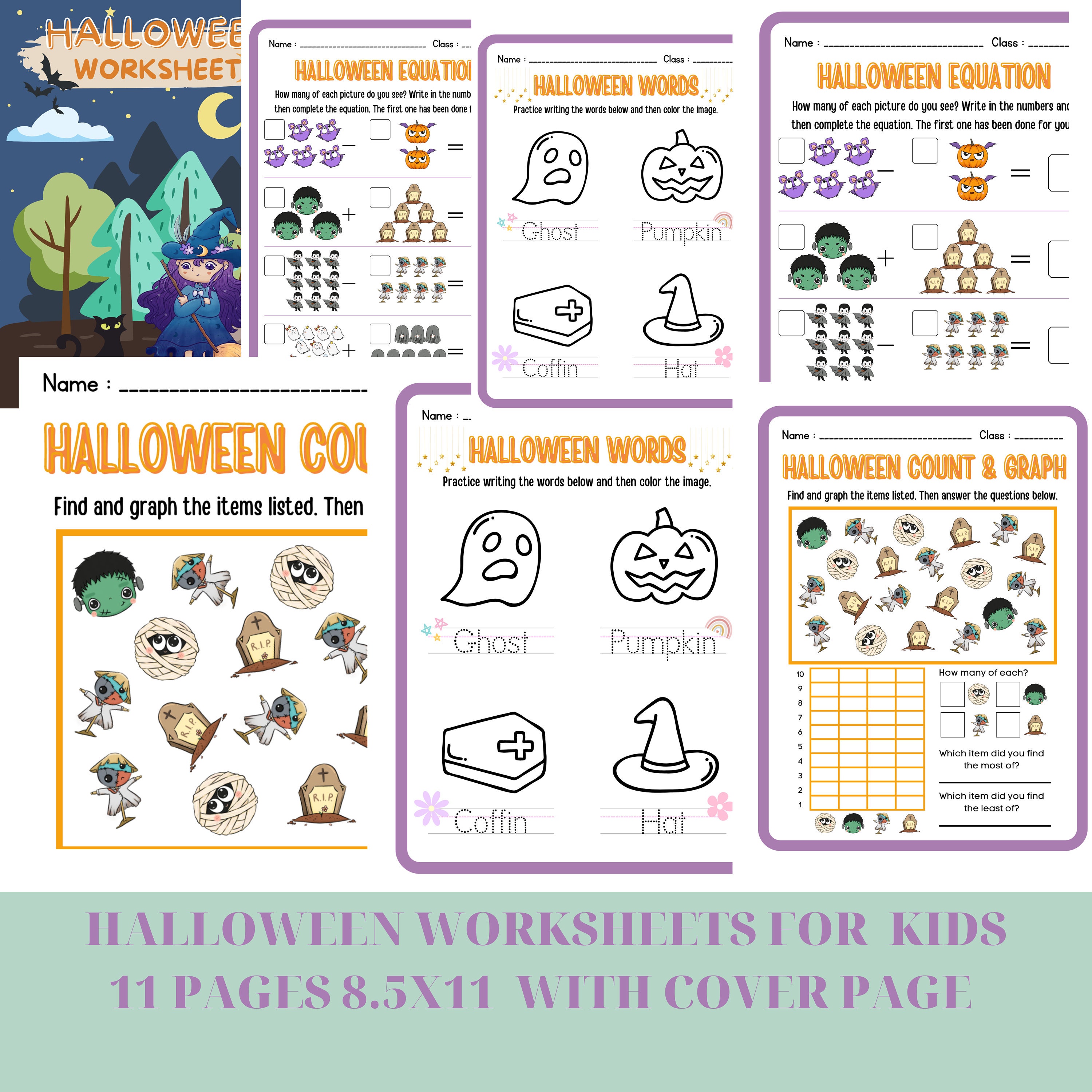 Halloween Fun Worksheets for Kids - Etsy