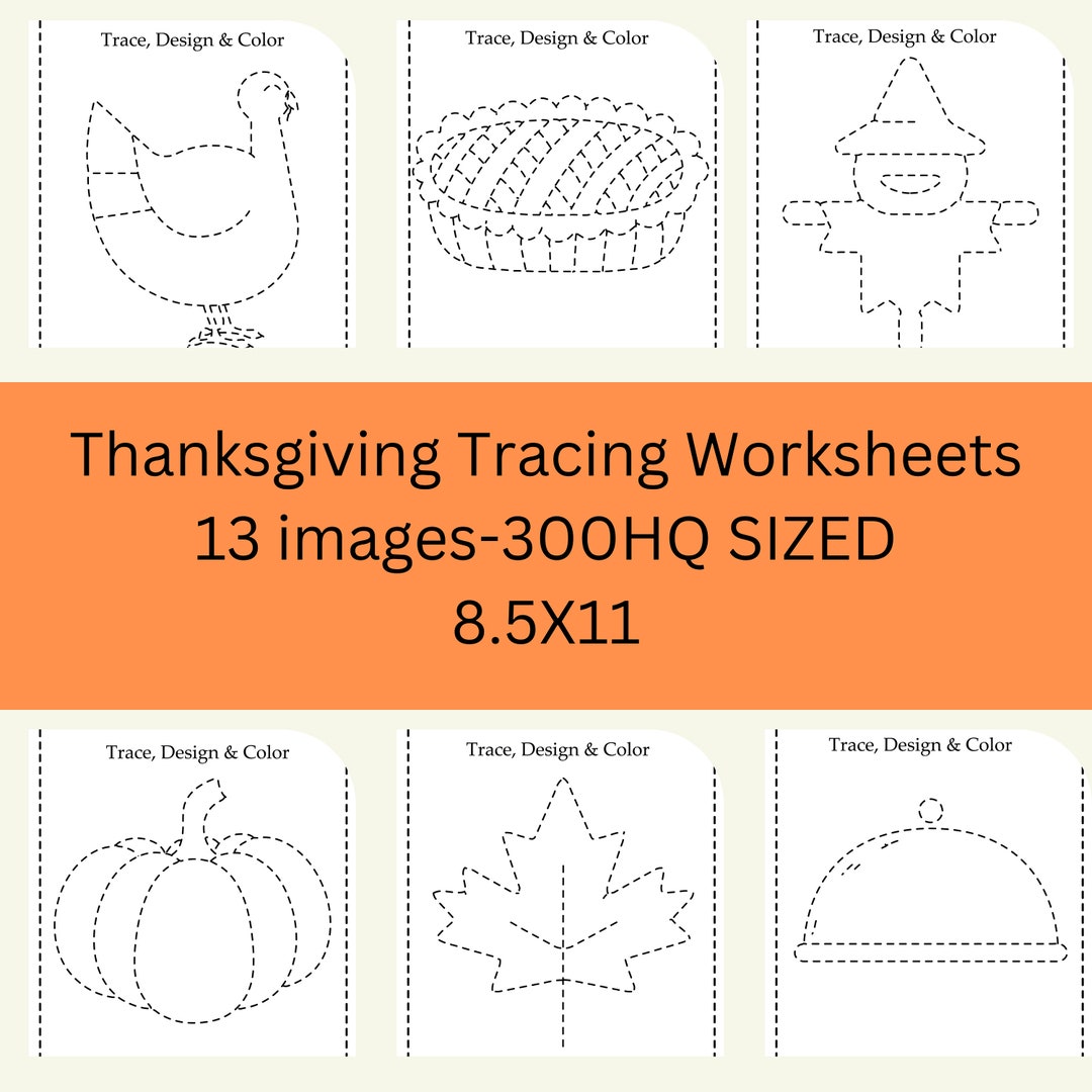 Thanksgiving Tracing Worksheets Book for Kids - Etsy