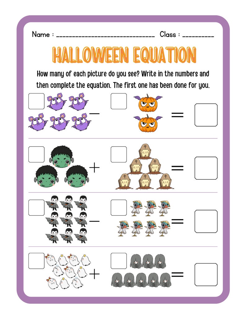 Halloween Fun Worksheets for Kids - Etsy