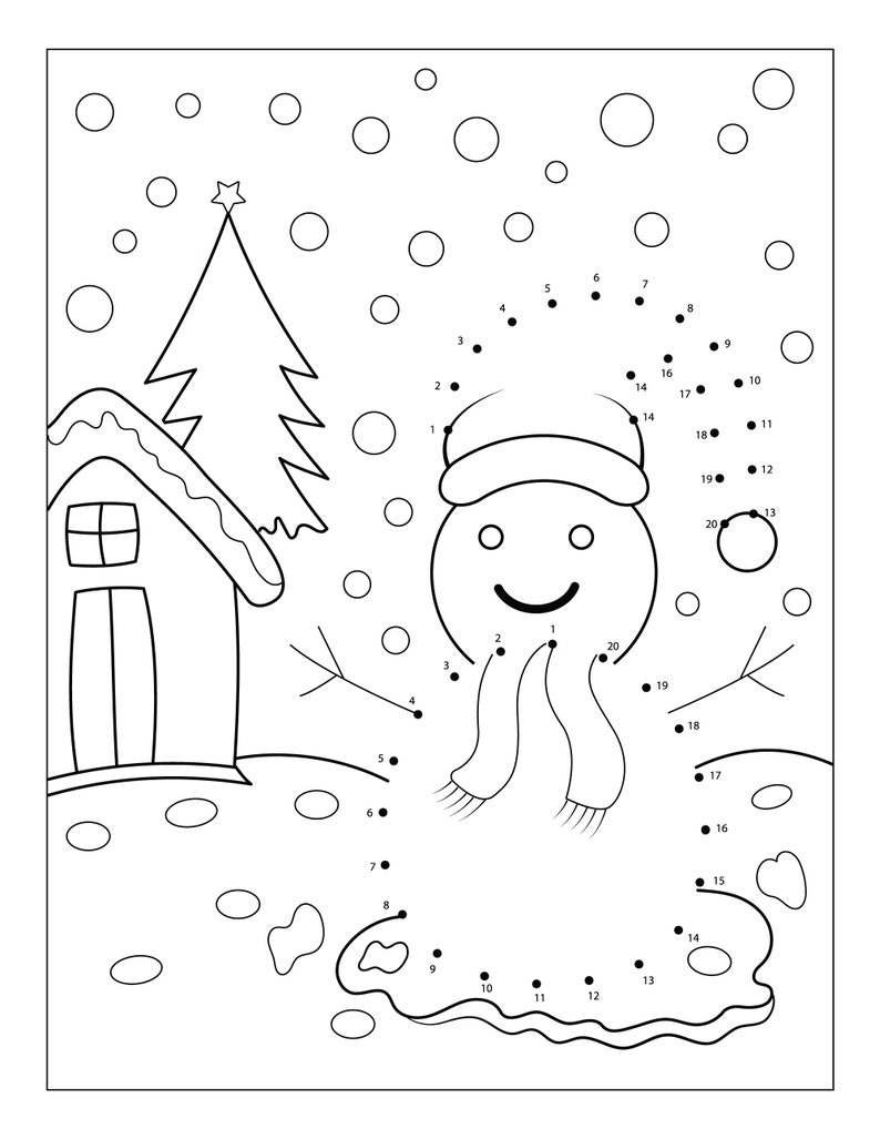Christmas Dot-dot Coloring Worksheets - Etsy