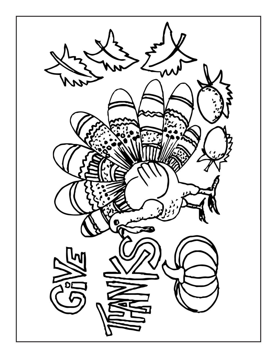 Thanksgiving Day Turkey Drawing. - Etsy