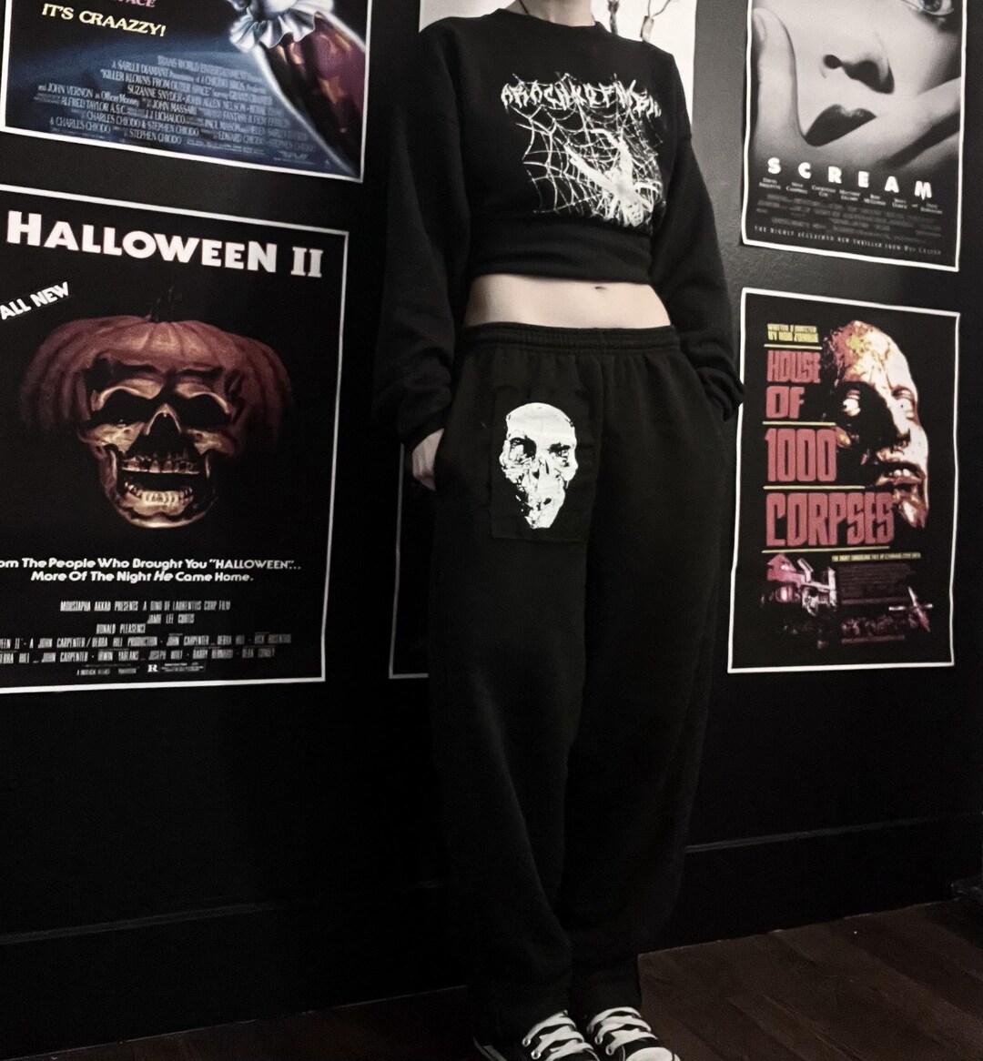 Screen Printed Skull Sweatpants - Etsy
