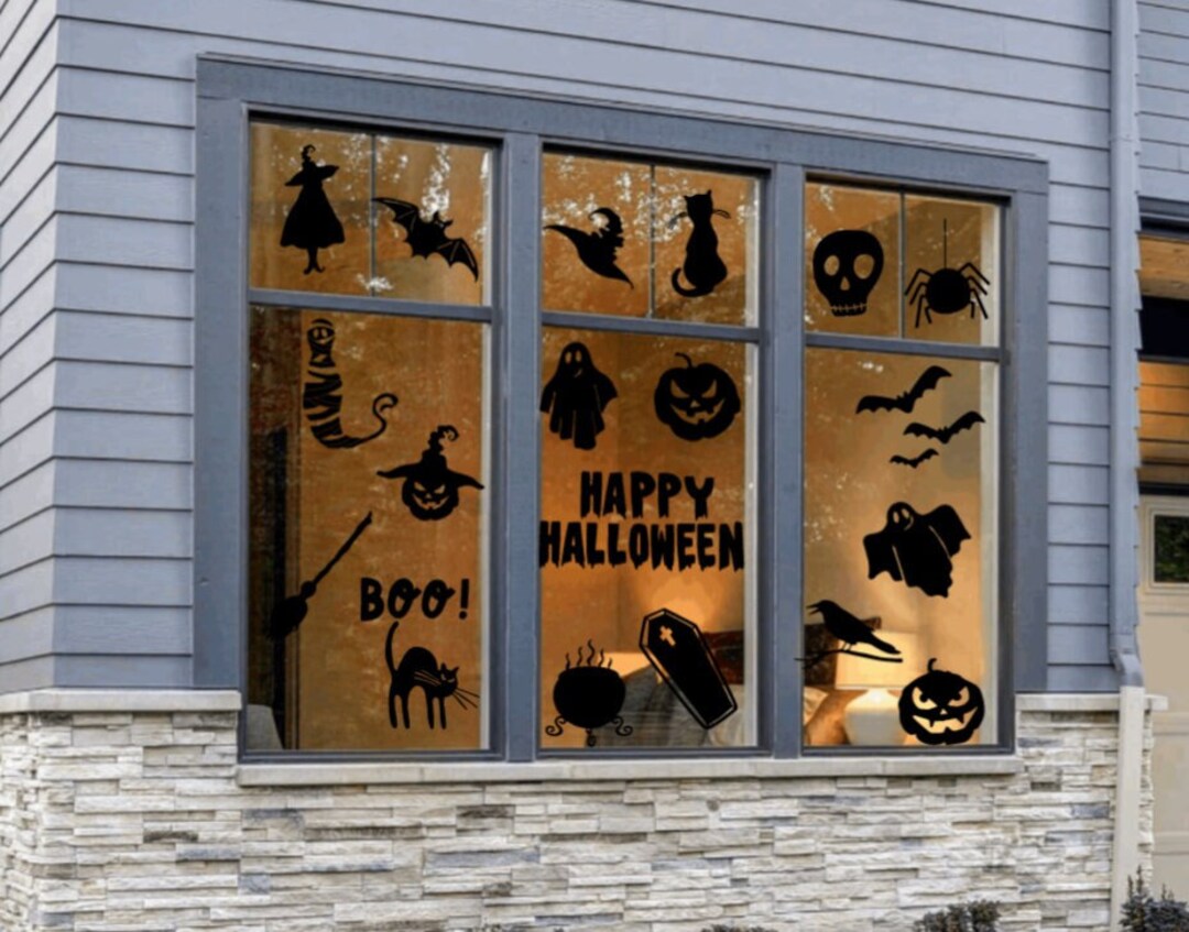 Halloween Fun Decal Set , Window Vinyl Decals, Removable, Window Cling ...