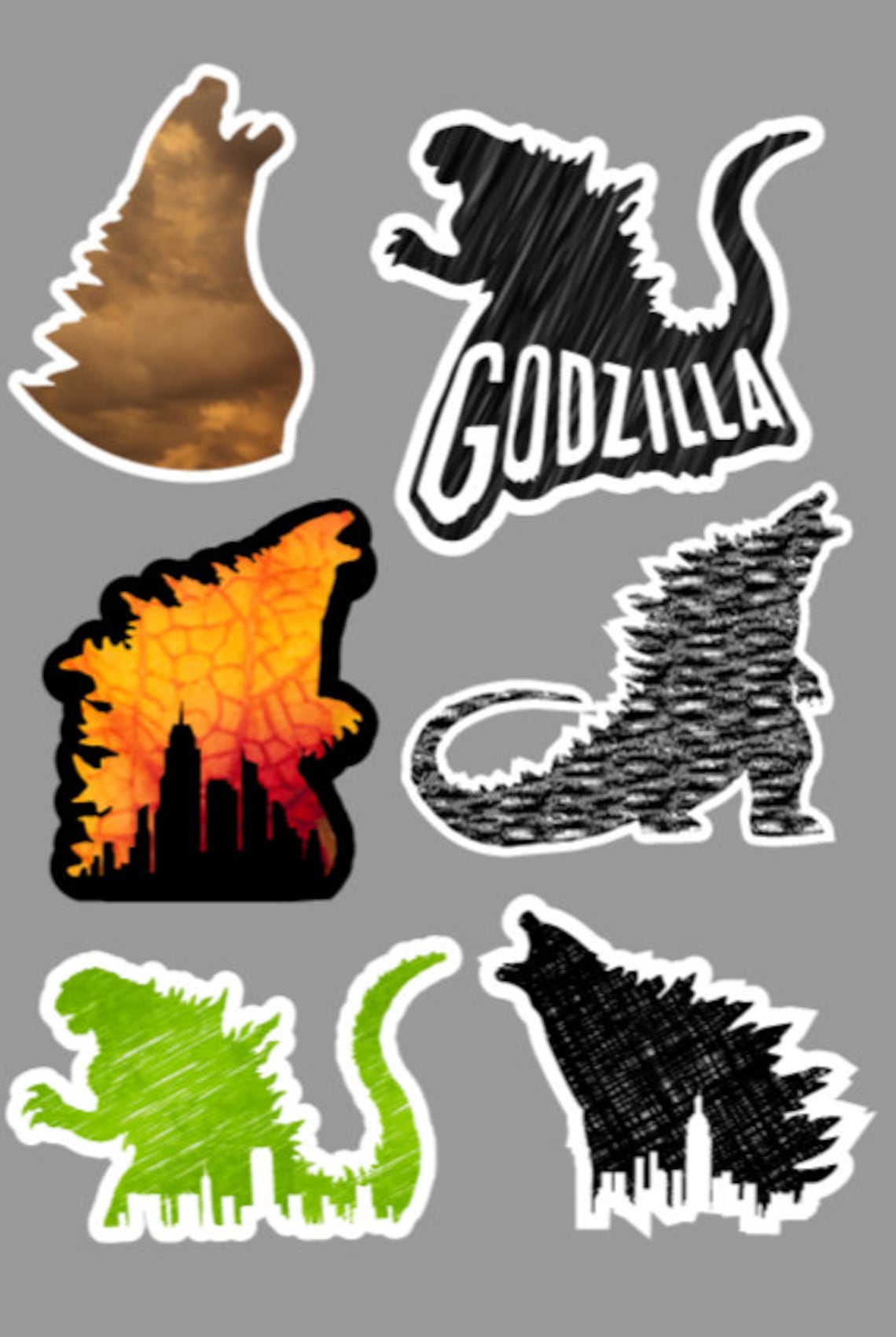 Godzilla Stickers Colour Waterproof UV Gloss/matte Vinyl - Etsy