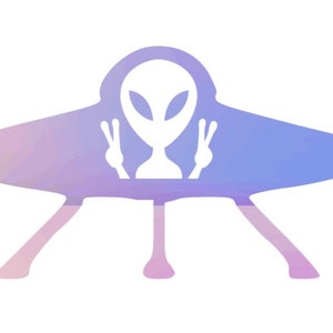 Peace Out Alien Decal, Iron-on, Area 51 Visitor Flying Saucer for ...