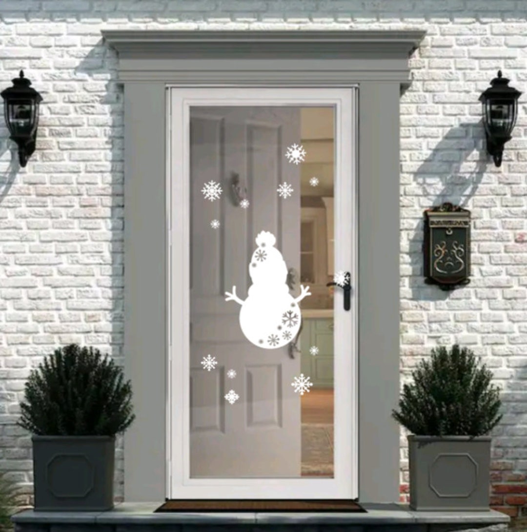 Snowflake Snowman Window Decal/cling, Fun Christmas , Winter Window ...
