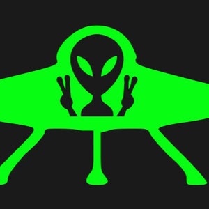 Peace Out Alien Decal, Iron-on, Area 51 Visitor Flying Saucer for ...