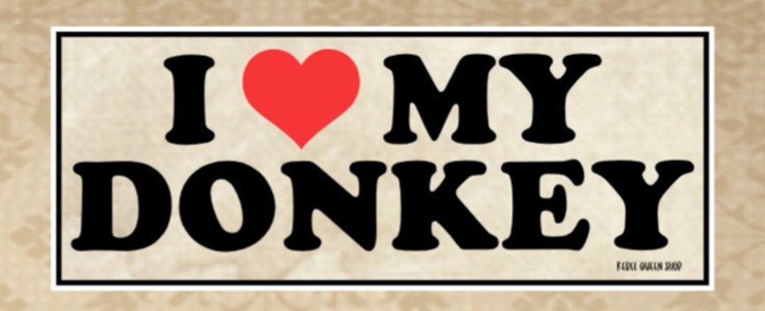 I Love My Donkey Bumper Sticker Colour Waterproof UV Bumper - Etsy
