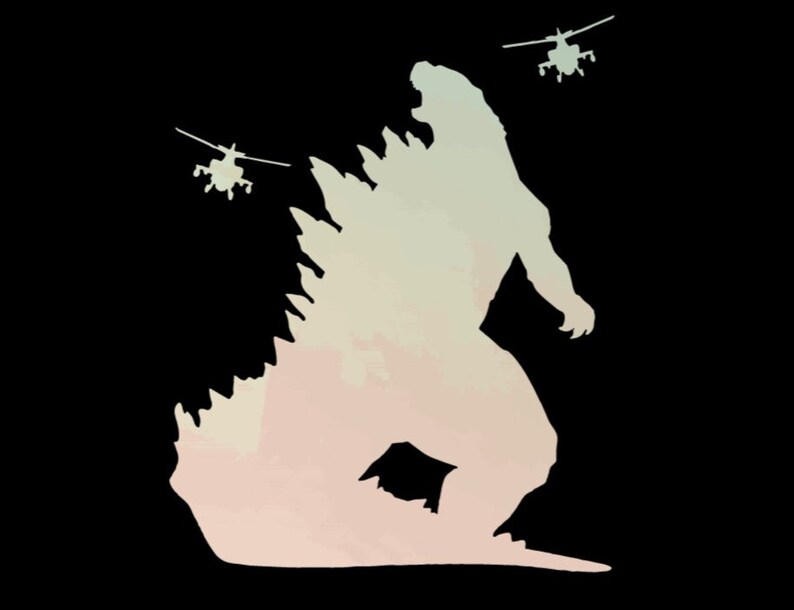 Godzilla Attacks Vinyl Decal Helicopters Buzz Godzilla - Etsy