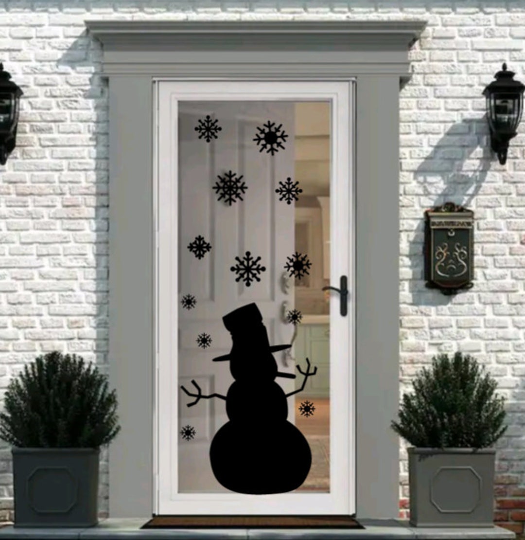 Snowman Window Decal/cling With Snowflakes, Fun Christmas , Winter ...