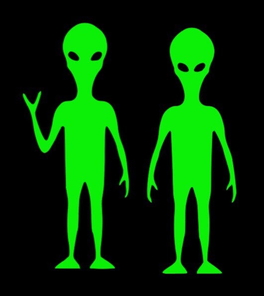 Alien Visitors Vinyl Decals, Iron-on, Two Alien Decals Adhesive Vinyl ...