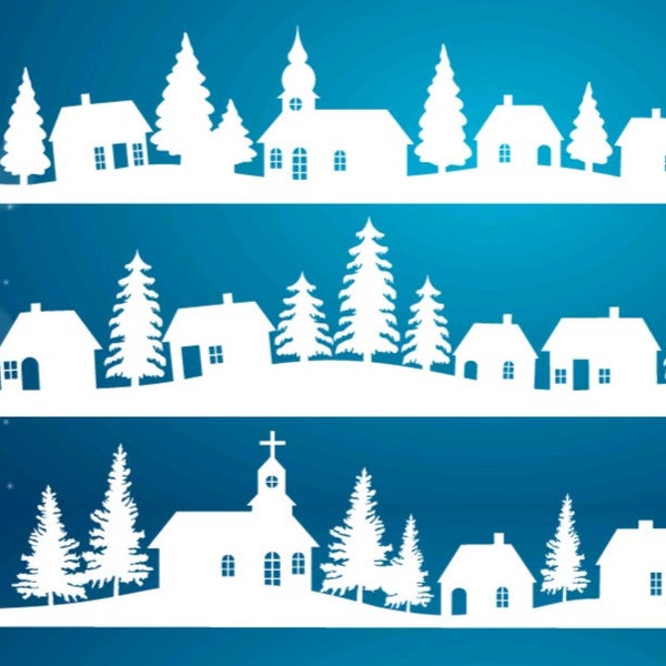 Christmas Village Scene Window Cling - Etsy