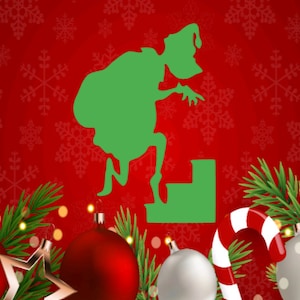 Grinch Creeping up Stairs Vinyl Decal, Removable, Permanent ,window ...