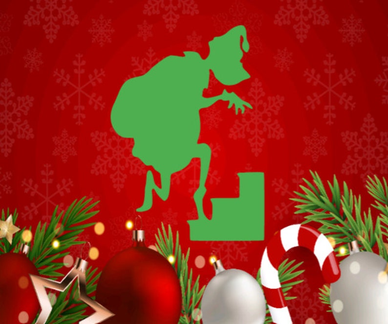 Grinch Creeping up Stairs Vinyl Decal, Removable, Permanent ,window ...