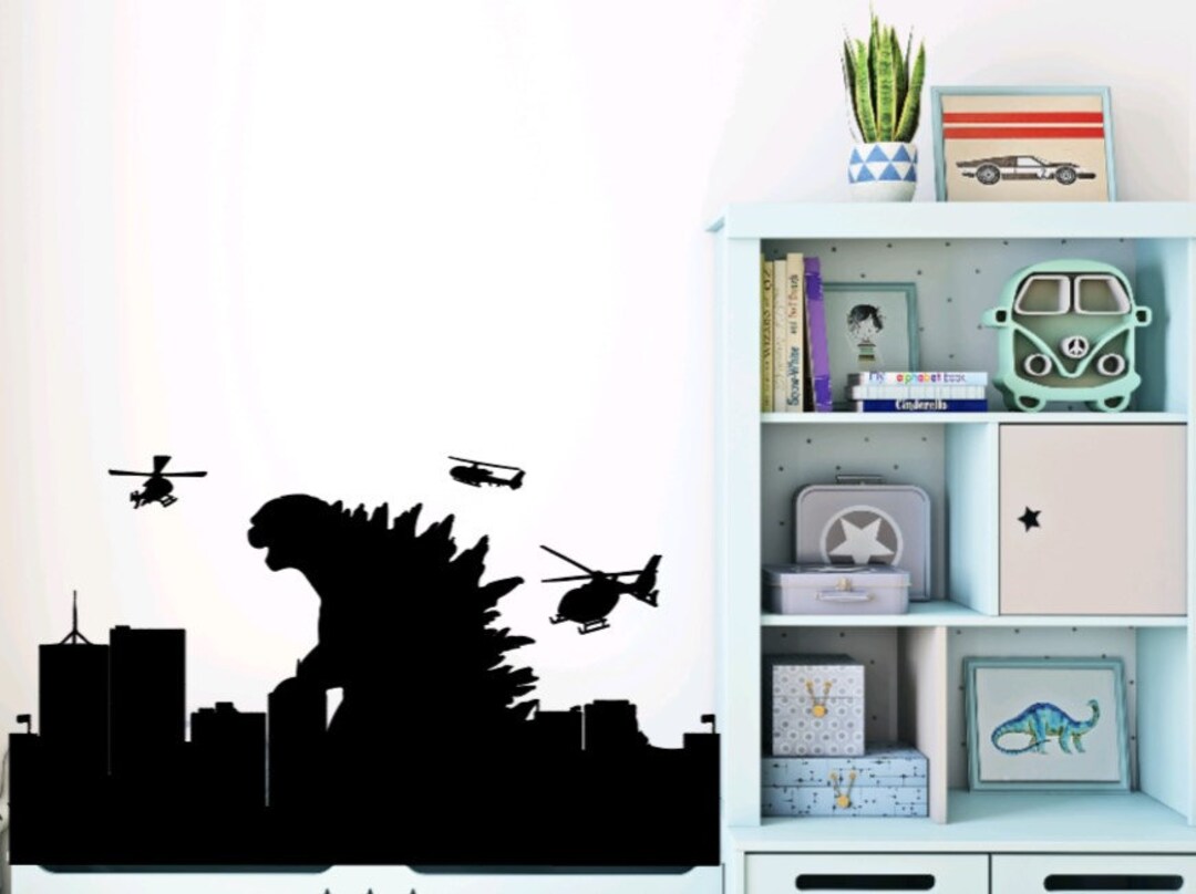 Godzilla Attacks the City ! Large Multiple Size Vinyl Decal Multi ...