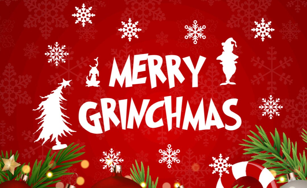 Merry Grinchmas Vinyl W Grinch, Tree, Max, Snowflakes Set , Vinyl Decal ...