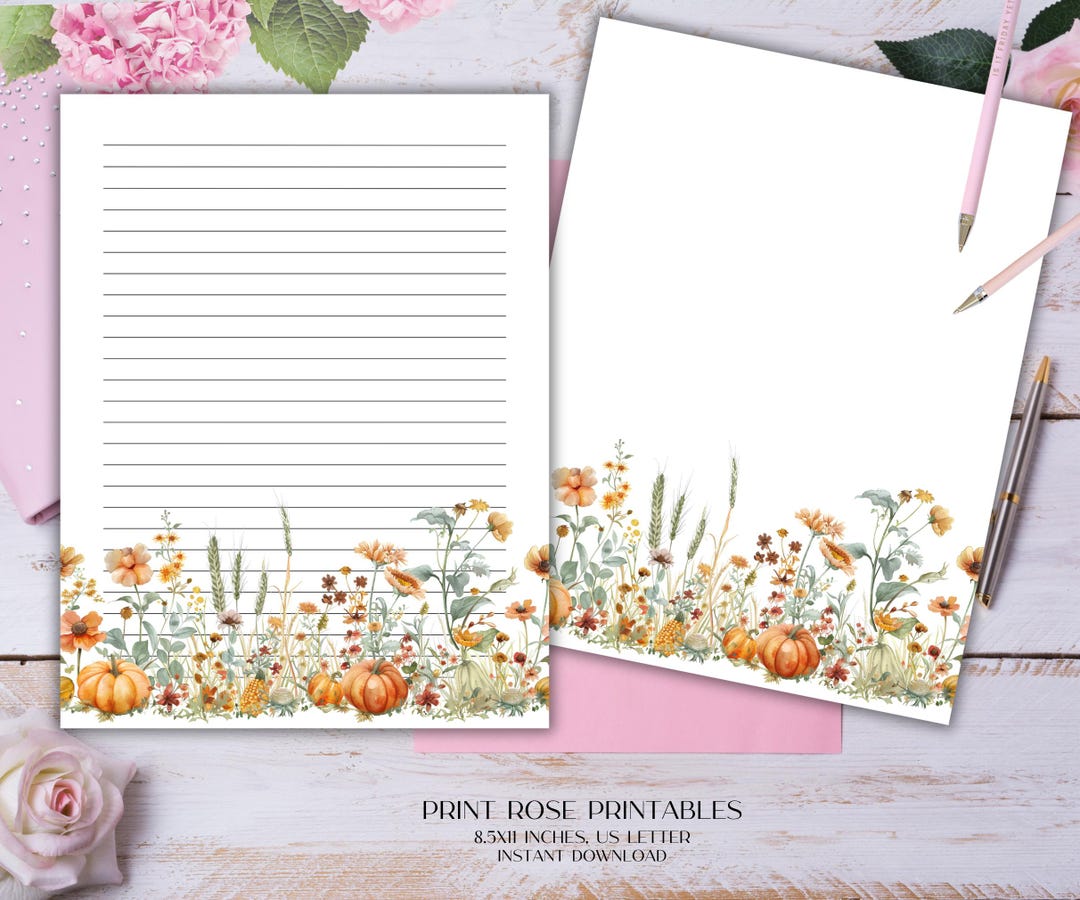 October Morning Floral Stationery: Printable Lined Paper (PDF/JPG) - Etsy