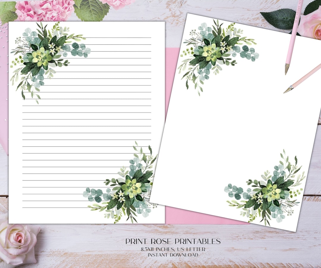 Ophelia Floral Printable Stationery 8.5x11 Inches US Letter/printable ...