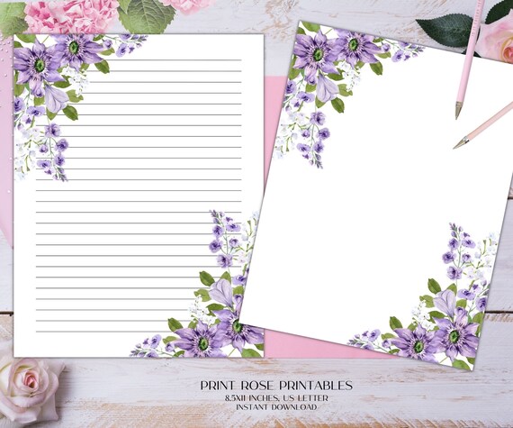 Violeta Printable Stationery 8.5x11 Inches US Letter/printable - Etsy