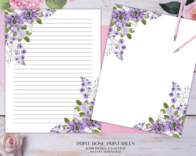 Printable Stationary, Printable Notes, Printable Lined Paper, Digital ...