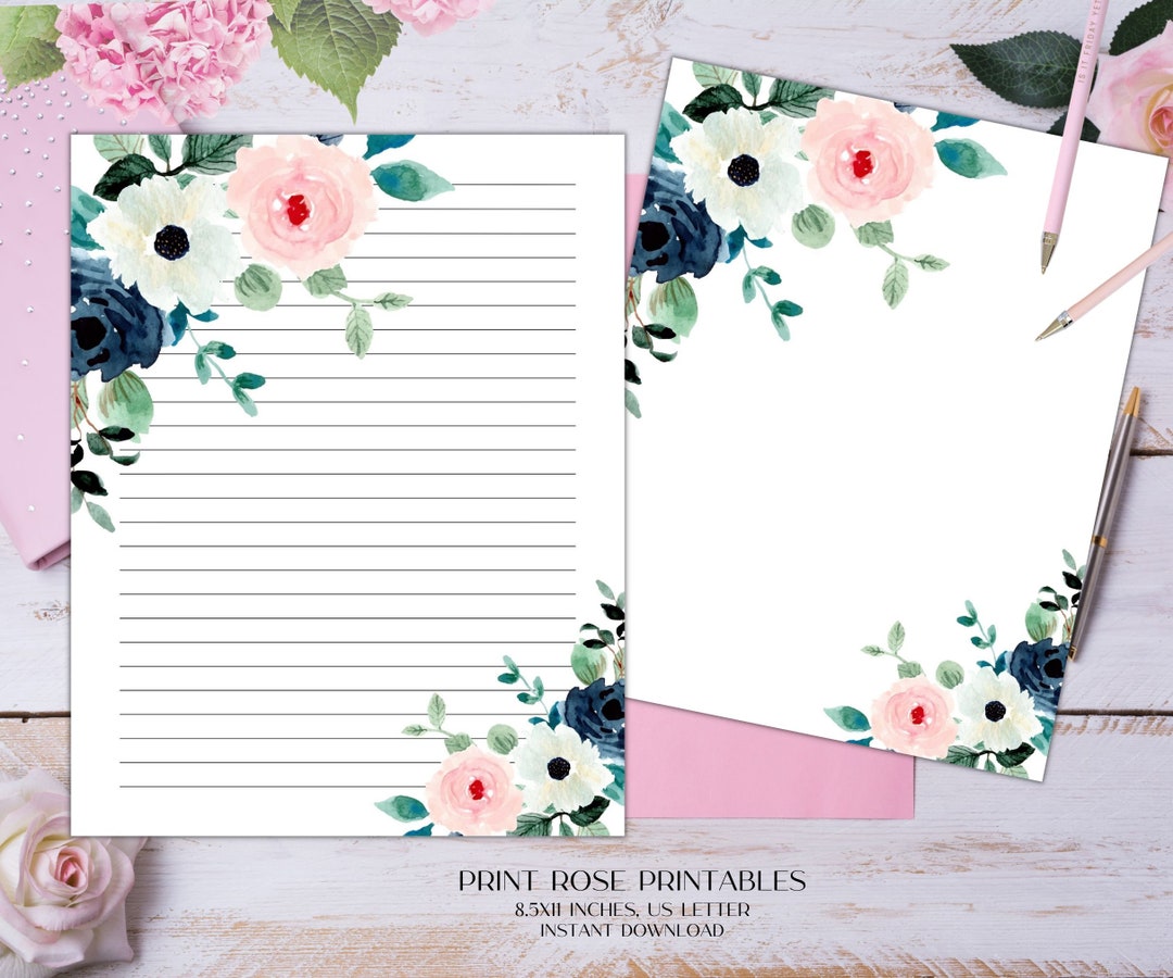 Tala Floral Printable Stationery 8.5x11 Inches US Letter/printable ...