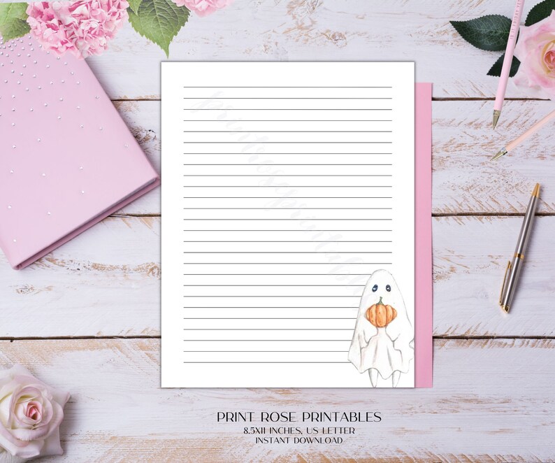 Ghost Cutie Printable Stationery 8.5x11 Inches US Letter/printable ...
