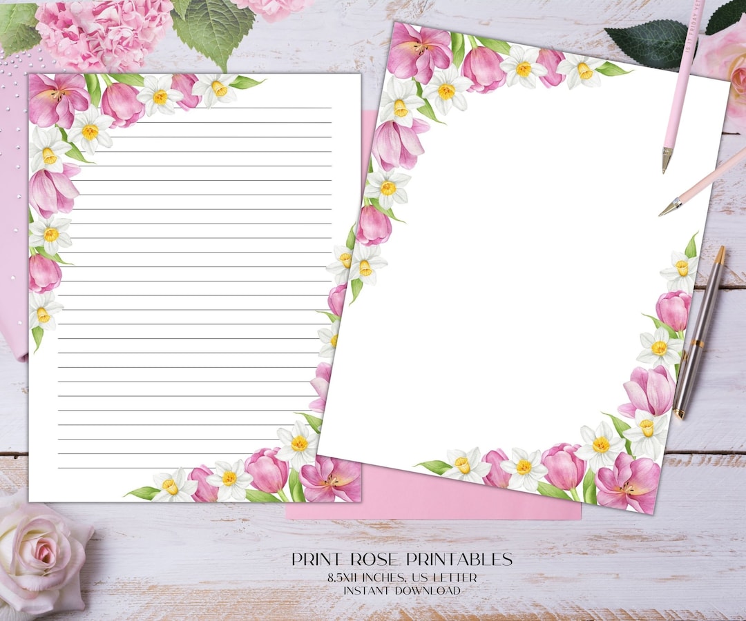Alani Floral Printable Stationery 8.5x11 Inches US Letter/printable ...