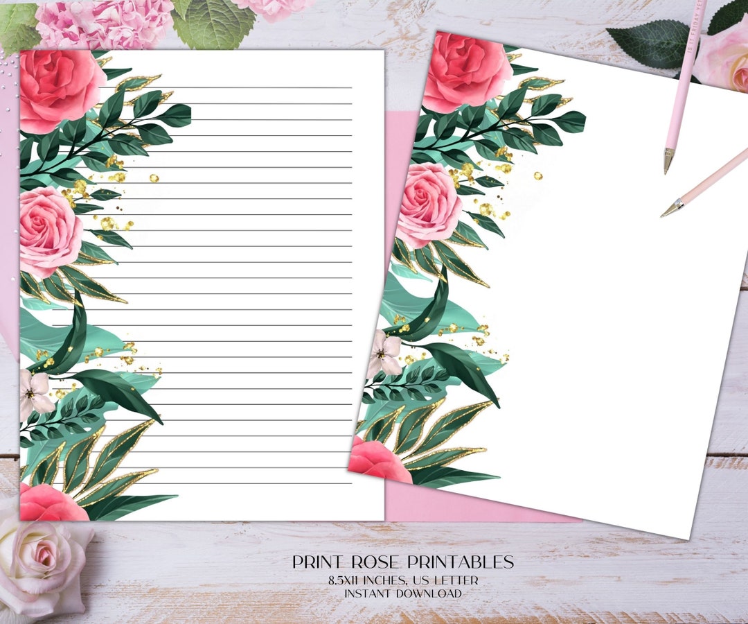 Jules Floral Printable Stationery 8.5x11 Inches US Letter/printable ...