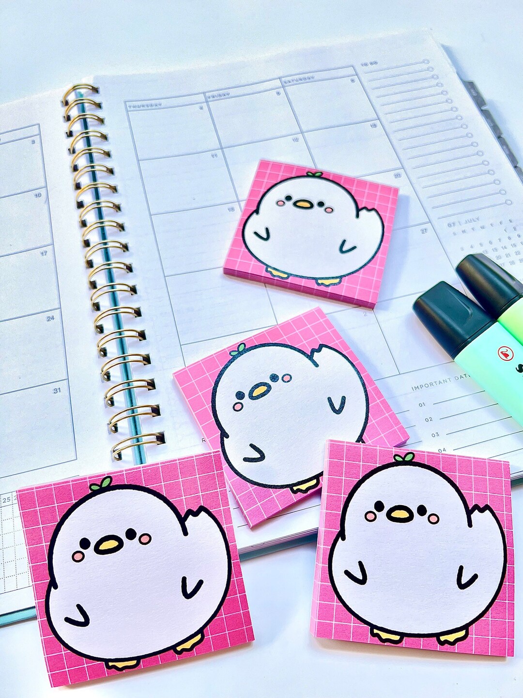 Cute Duck Sticky Notes, Sticky Memo Sheets, Bookmark Memo Pad, Solid ...