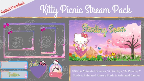 Kawaii Cute Pink Kitty Stream Pack Overlays Panels and - Etsy