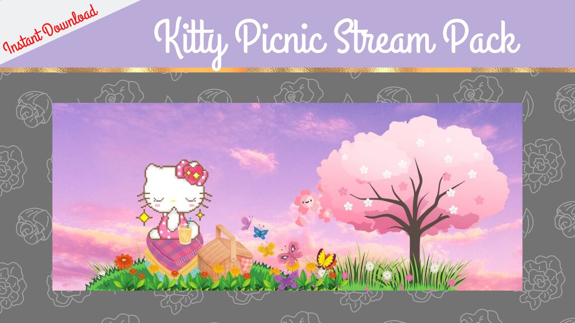 Kawaii Cute Pink Kitty Stream Pack - Overlays, Panels, and Alerts ...