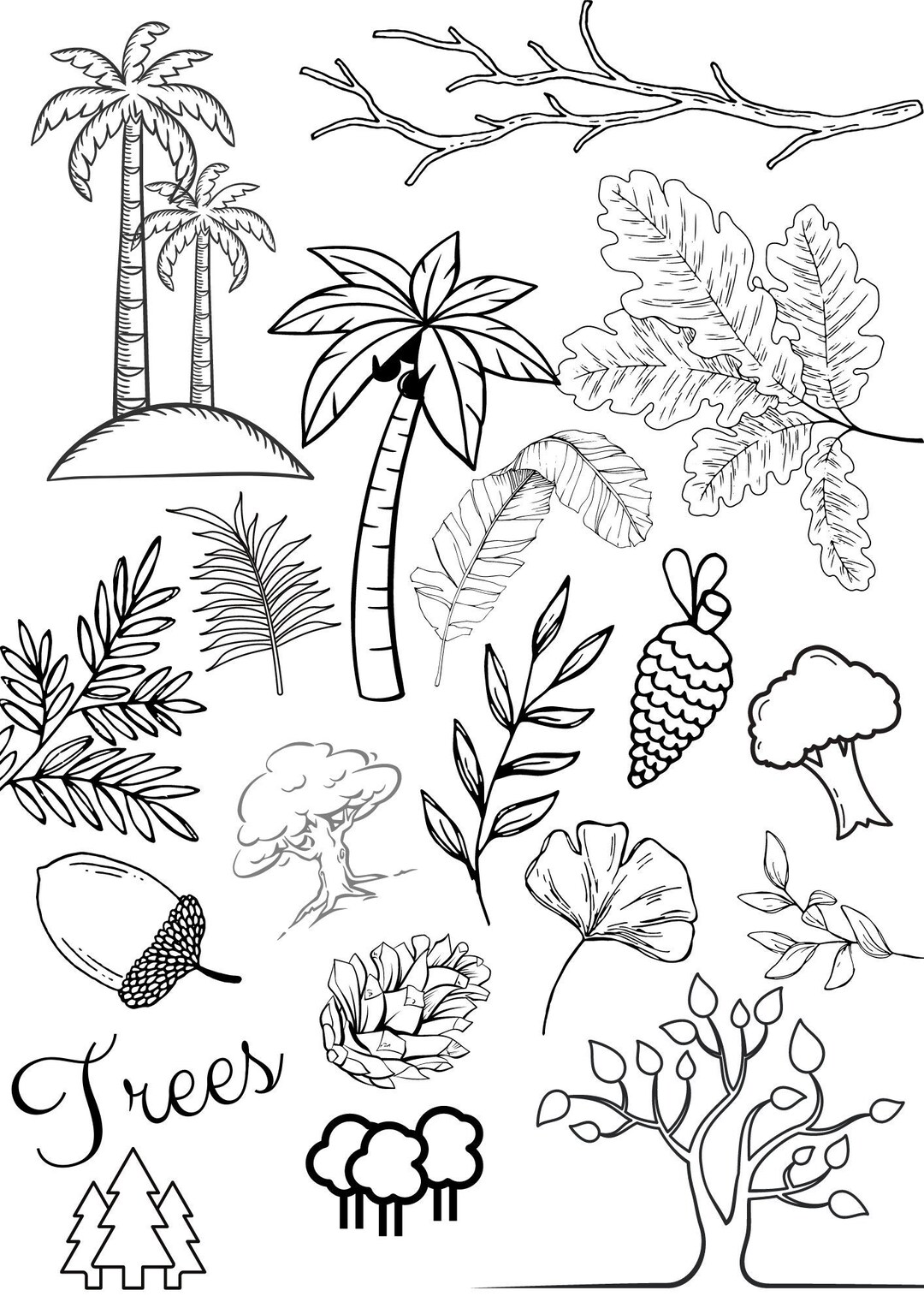 Trees Colouring Page - Etsy