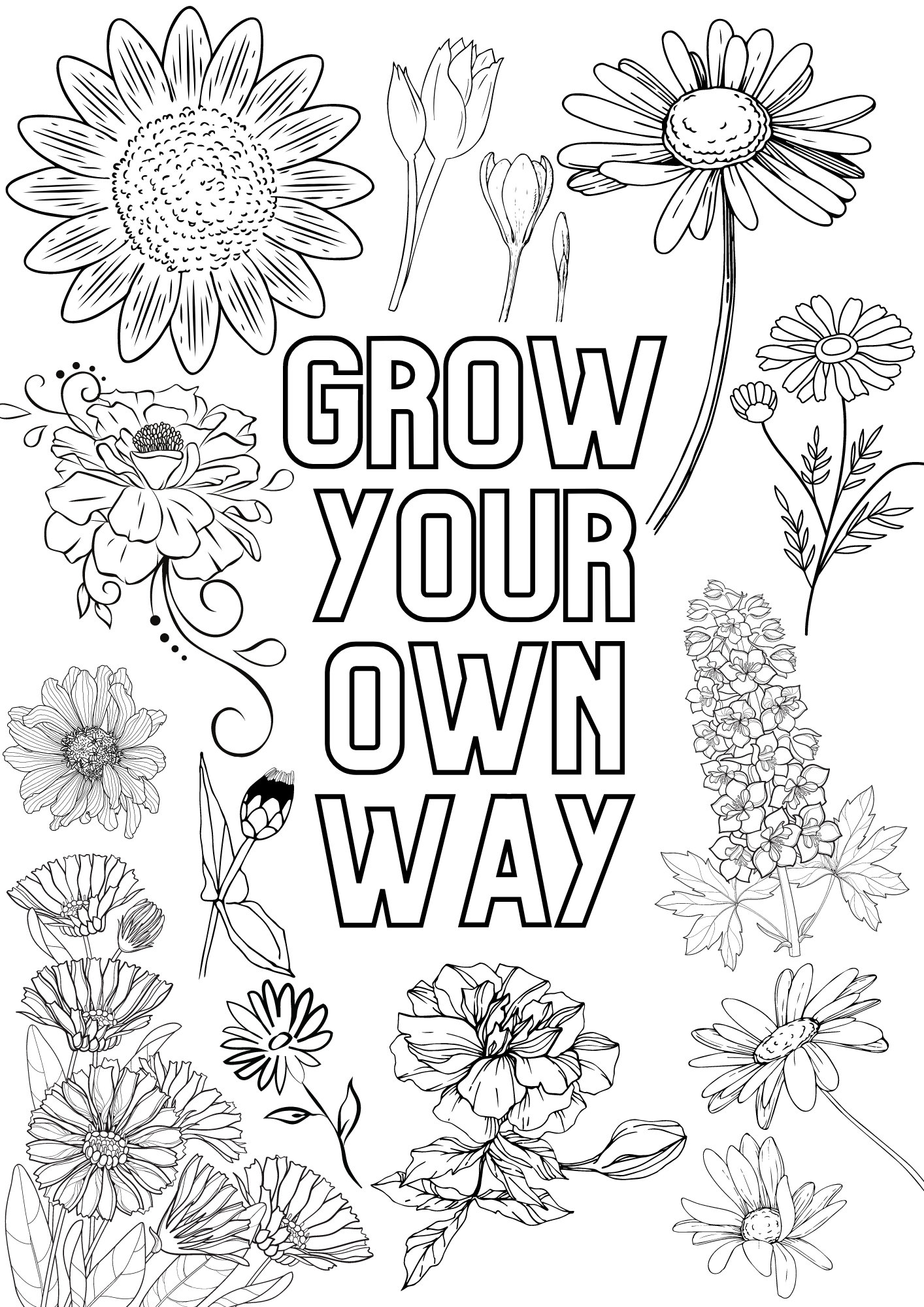 Grow Your Own Way Colouring Page - Etsy