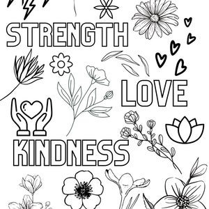 Strength, Love, Kindness Colouring Page - Etsy