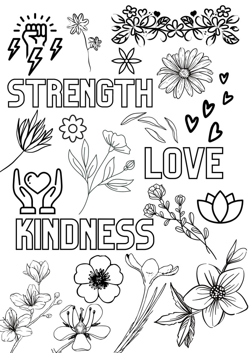 Strength, Love, Kindness Colouring Page - Etsy