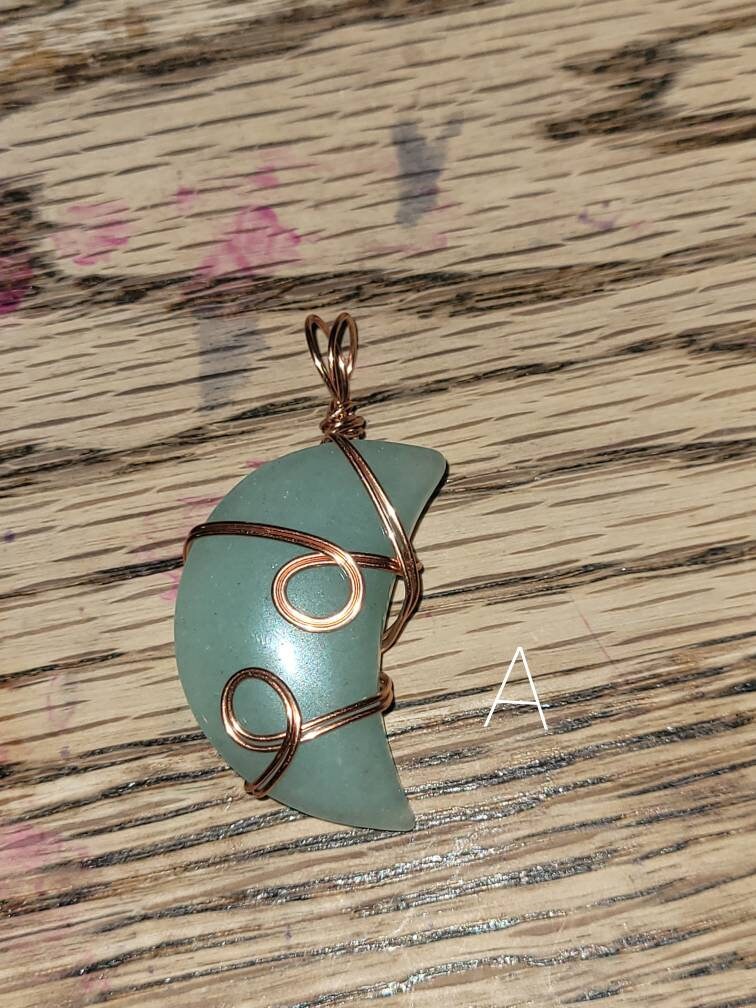Wire Wrapped Half-moon Pendant - Etsy