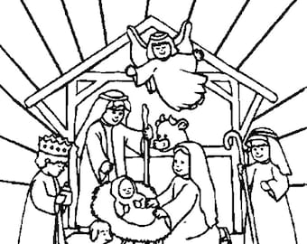 Nativity Scene Coloring Page - Etsy