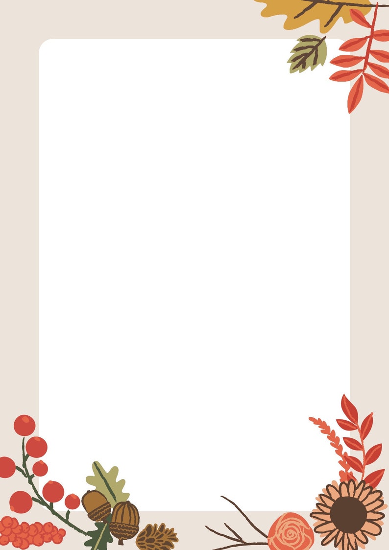 Autumn Leaves and Acorns Fall Border for Newsletters, Scrapbooking Etc ...