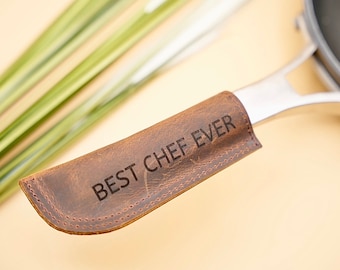 Monogrammed Leather Cast Iron Skillet Handle Cover - Etsy