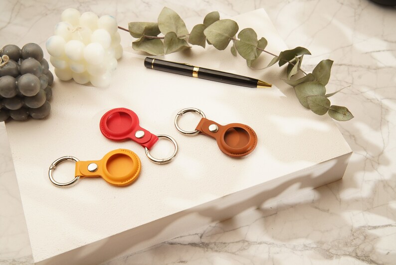 Personalized AirTag Case, Leather AirTag Keychain, Air Tag Key Ring ...