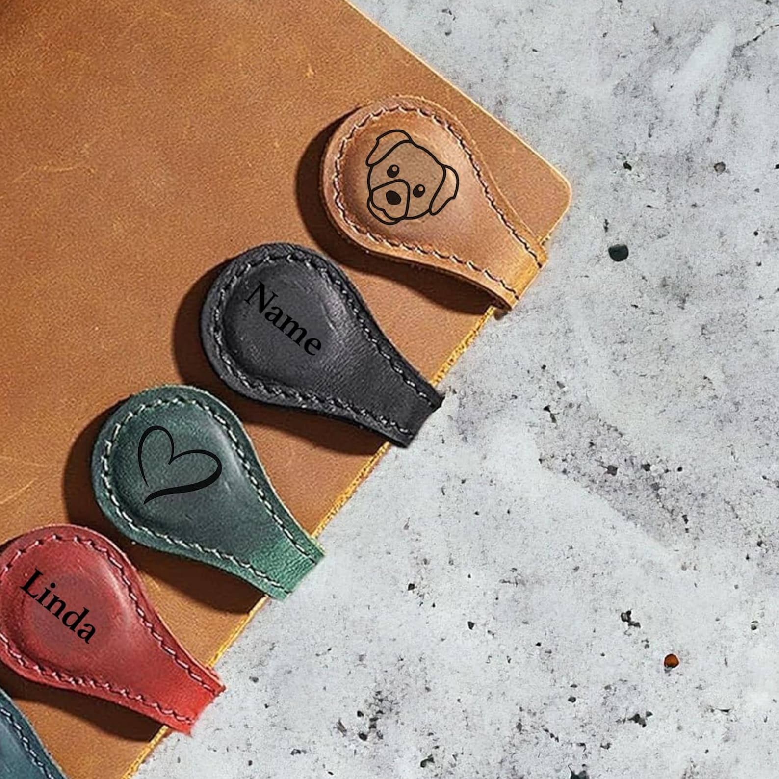 Personalized Leather Bookmark, Leather Magnetic Bookmark, Custom ...