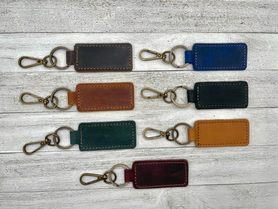 PERSONALIZED Leather Keychain Laser Engraved Genuine - Etsy