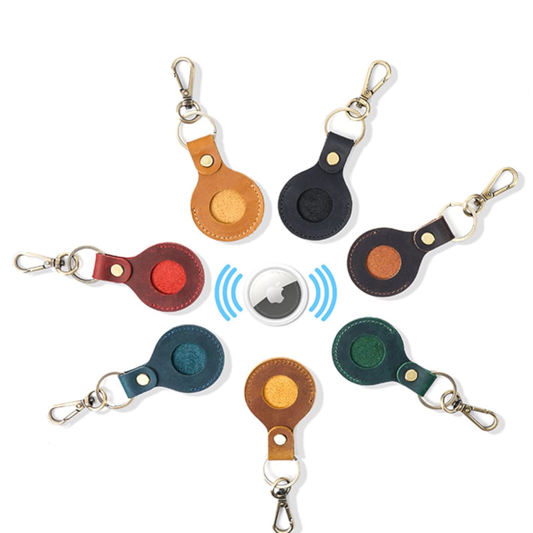 Personalized Genuine Leather AirTag Case, Leather AirTag Keychain, Air ...