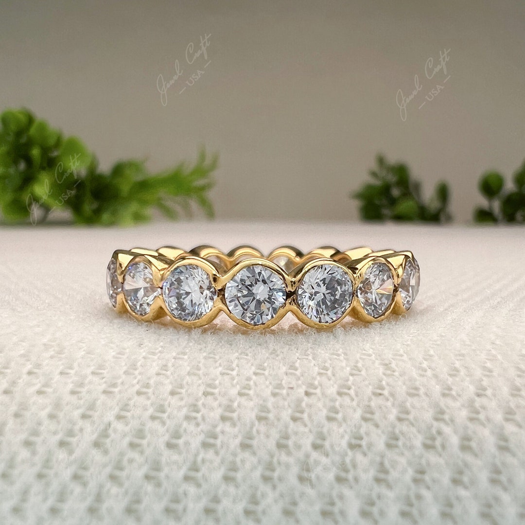 Bezel Set Diamond Wedding Band, Round Diamond Full Eternity Ring ...