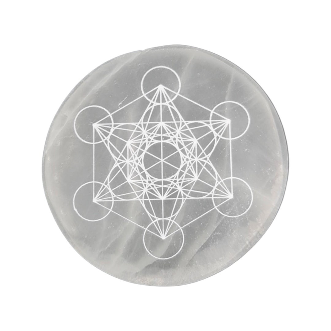 Selenite Metatron Cube Charging Display Plate Etsy