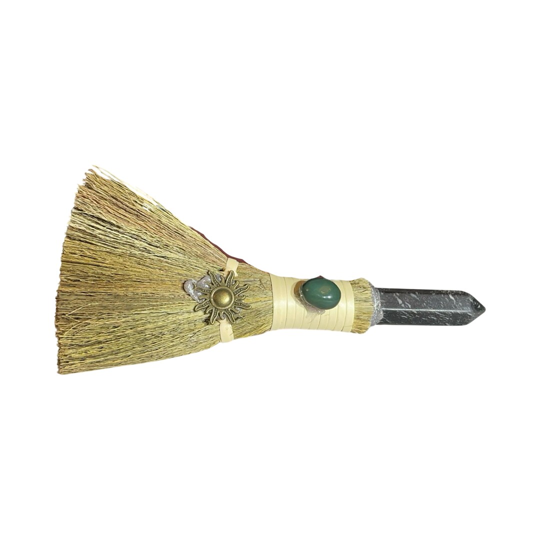 Crystal Altar Broom - Snowflake Obsidian, Green Aventurine - Sun - Etsy